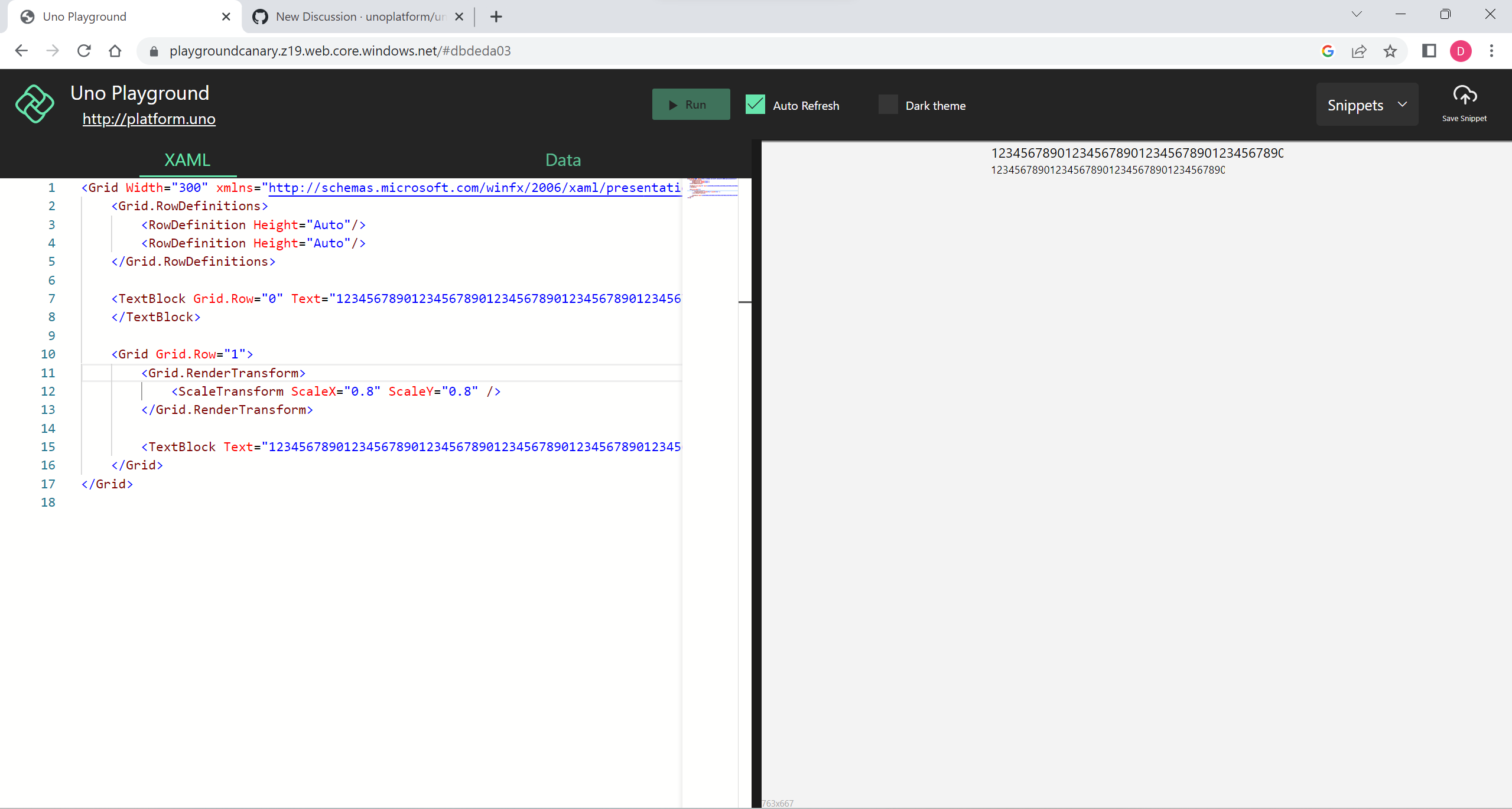 How to make 2 Grid.Rows with different ScaleTransform the same width? · unoplatform uno ...