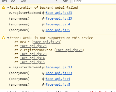 Registration of backend webgl failed · Issue #178 · justadudewhohacks/face-api.js · GitHub