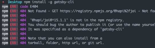 npm i gatsby-cli -g error · Issue #26267 · gatsbyjs/gatsby · GitHub