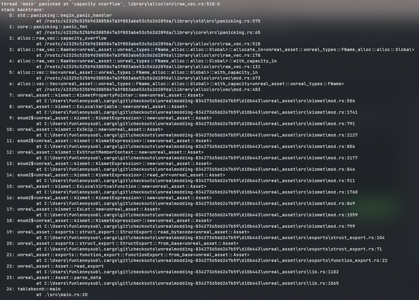 [unreal_asset] 'Capacity overflow' when parsing an asset · Issue #32 · AstroTechies ...