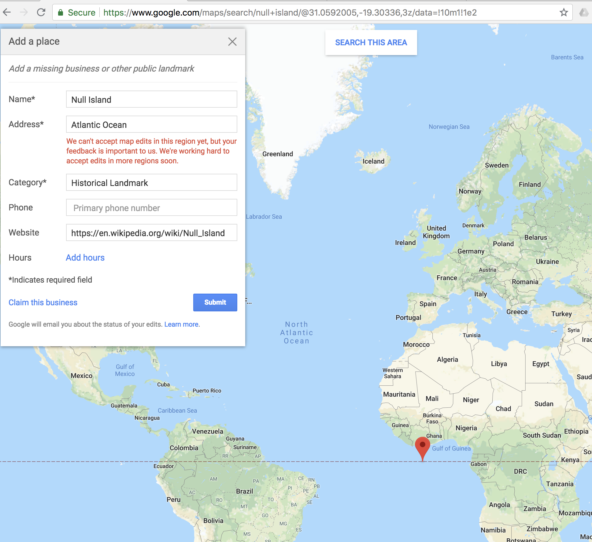 Null Island should be (0 N/S, 0 E/W)? · Issue #383 · googlemaps/google ...