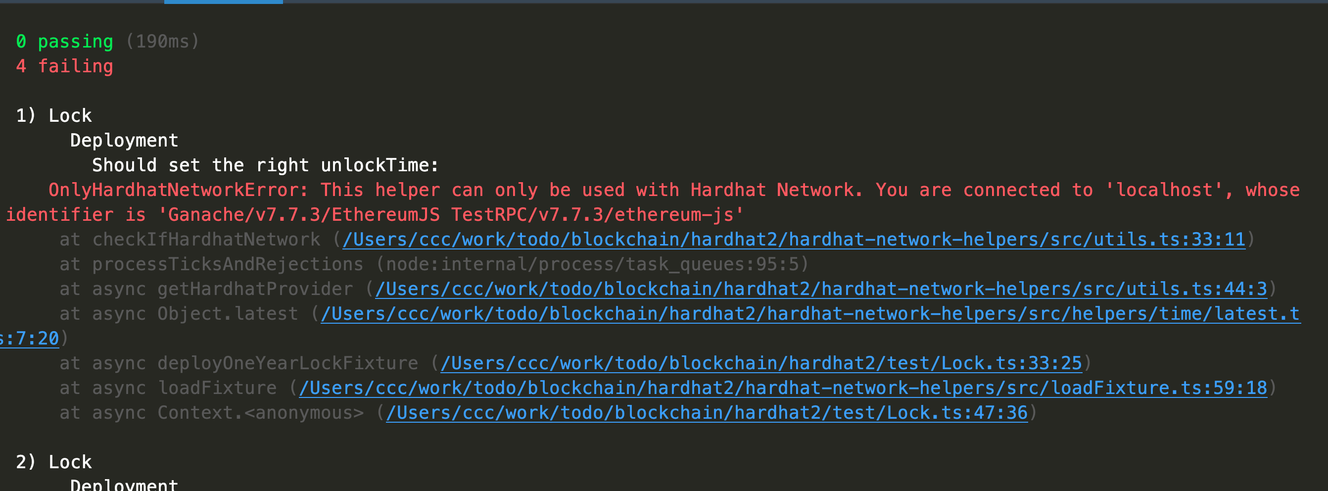 OnlyHardhatNetworkError: This helper can only be used with Hardhat Network. You are connected to ...