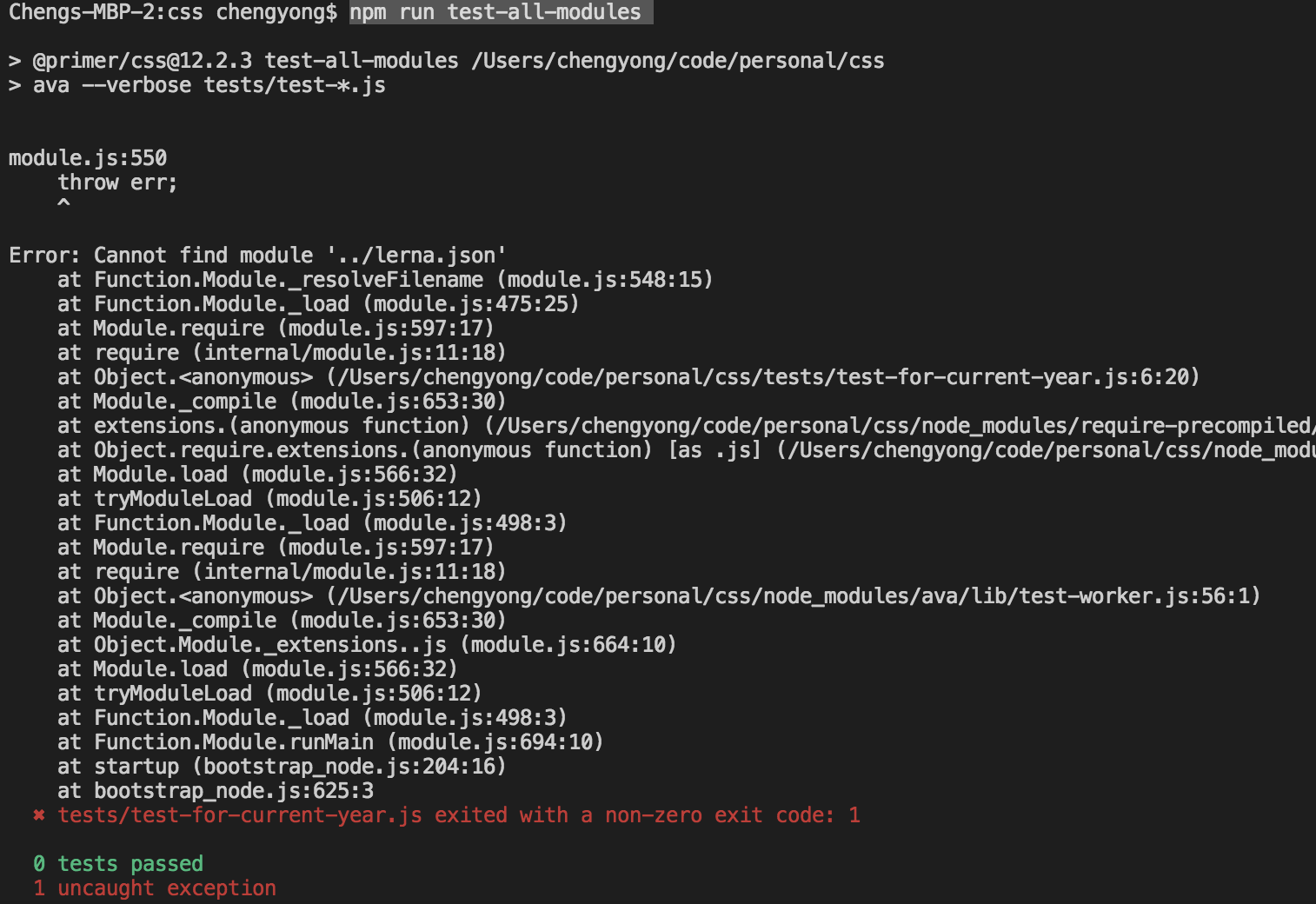 Unable To Run Test all modules Issue 766 Primer css GitHub unable-to-run-test-all-modules-issue-766-primer-css-github