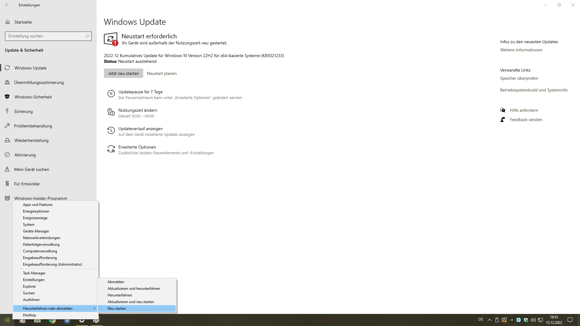Installs updates on reboot regardless of general behavior setting ...
