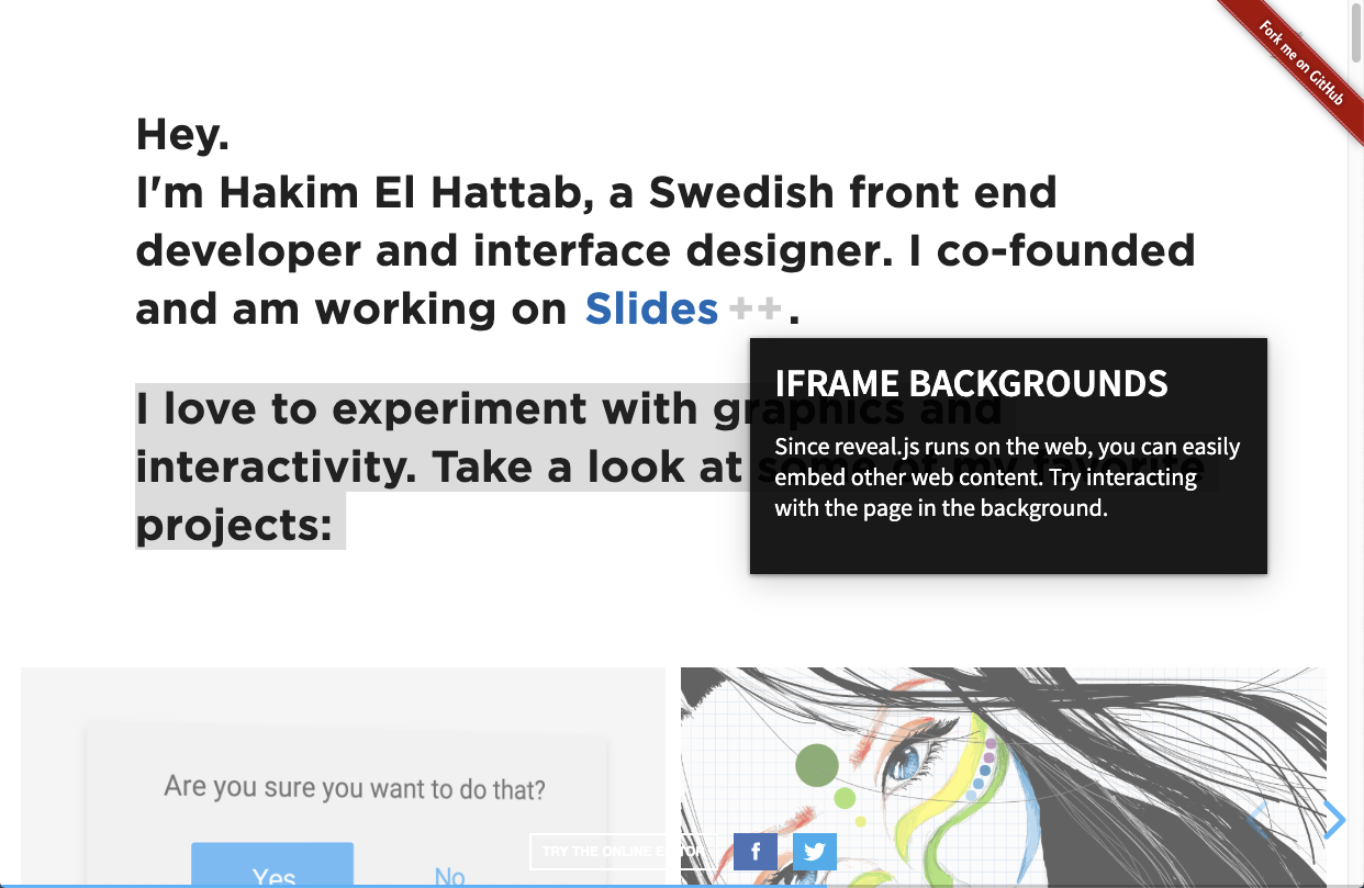 How to add a window/frame/overlay over an iframe. · Issue #2379 · hakimel/reveal.js · GitHub