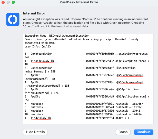 Osx Big Sur 1171 Rustdesk Internal Error · Issue 2669 · Rustdeskrustdesk · Github