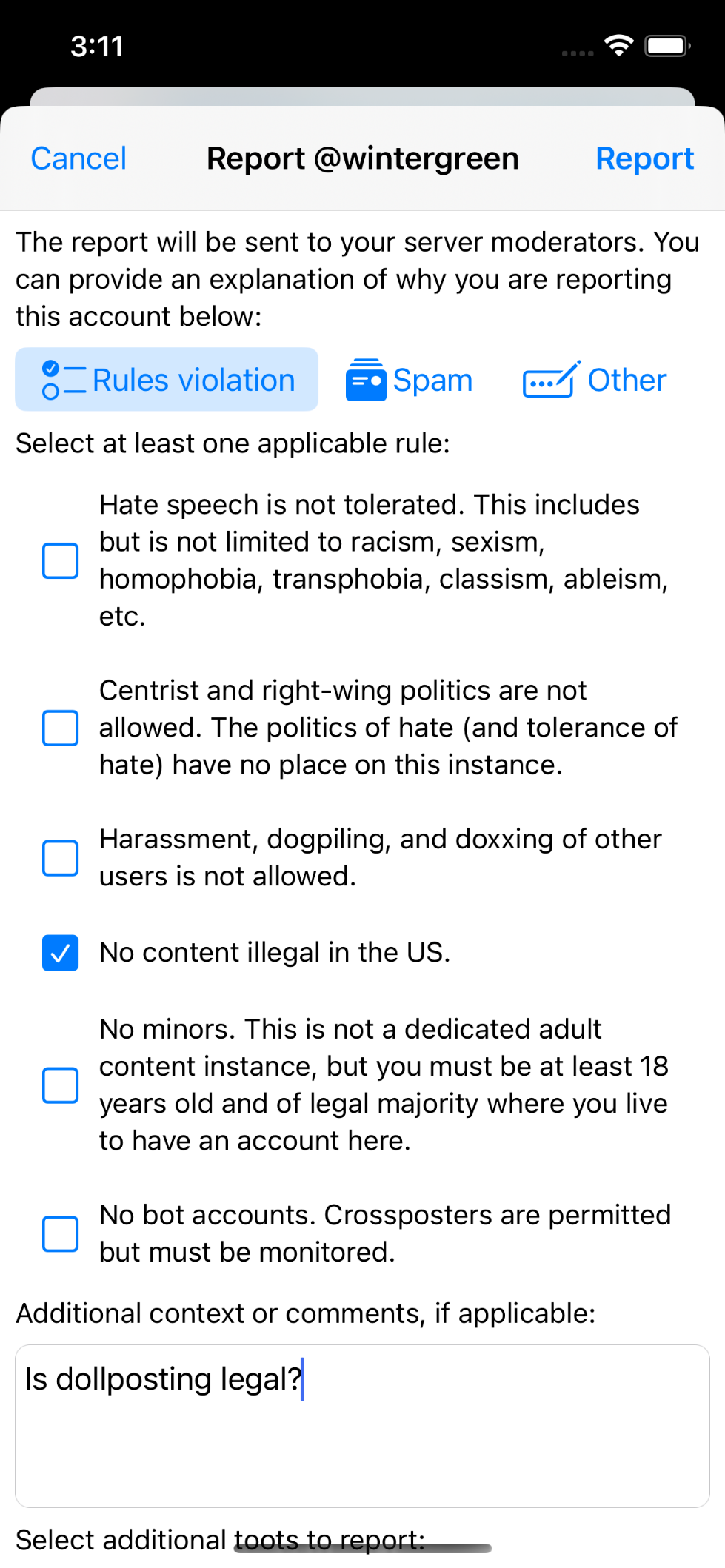 Add category and rules to user report UI · Issue #49 · feditext/feditext · GitHub