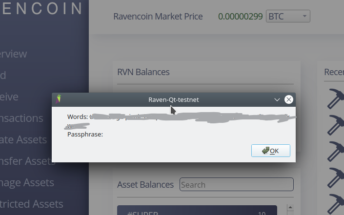 GUI: Add recover 12 seed words option · Issue #975 · RavenProject/Ravencoin · GitHub