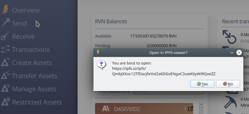 GUI: Add a warning message before opening IPFS links · Issue #970 · RavenProject/Ravencoin · GitHub