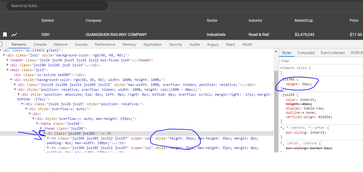 Change Header row Height · Issue #552 · mbrn/material-table · GitHub