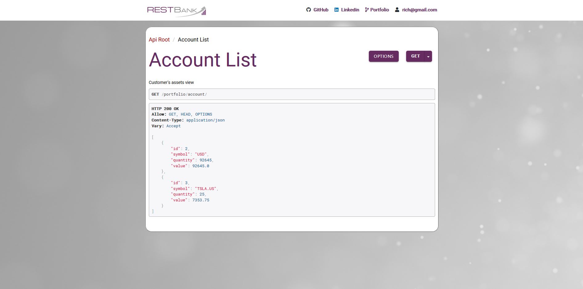GitHub - LukaszMalucha/RESTBank-App: Manage investments protfolio with Django RESTful