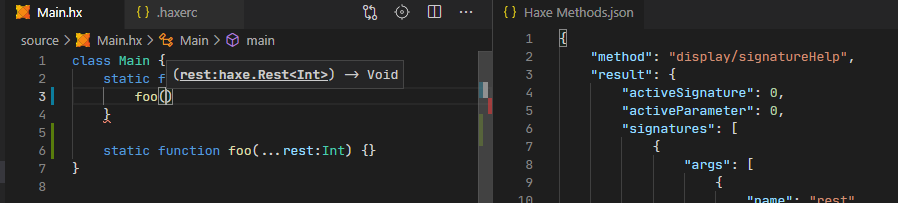 [ide] signature help vs rest arguments · Issue #10008 · HaxeFoundation/haxe · GitHub