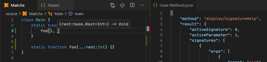 [ide] signature help vs rest arguments · Issue #10008 · HaxeFoundation/haxe · GitHub
