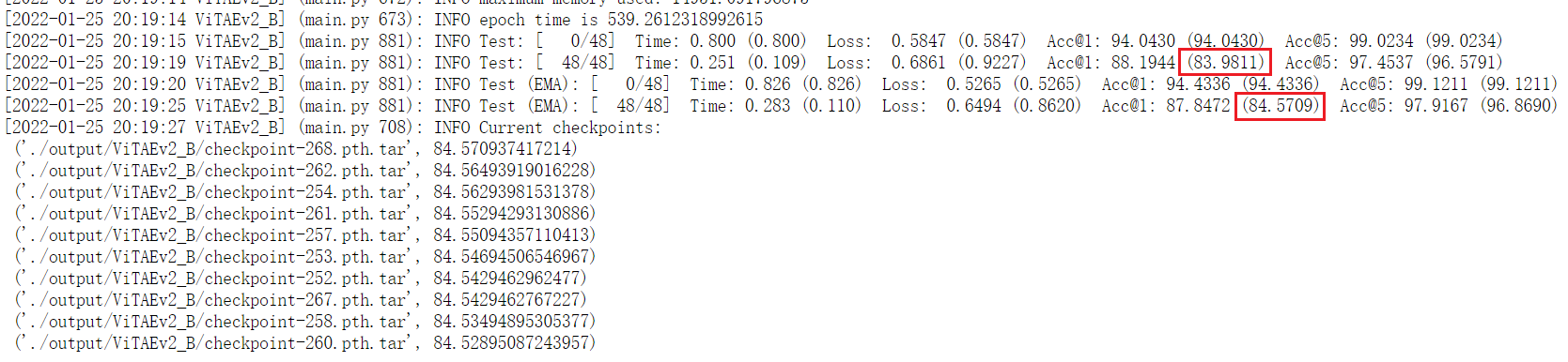 EMA results from the log-ViTAEv2_B · Issue #8 · ViTAE-Transformer/ViTAE-Transformer · GitHub