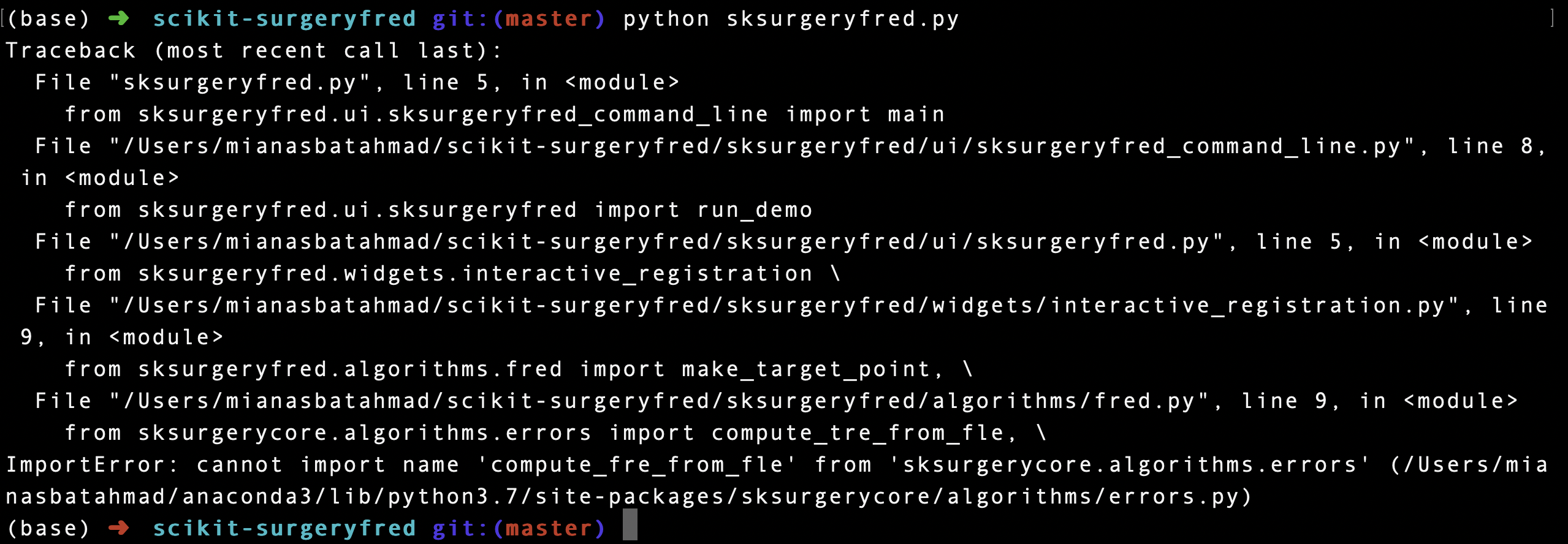 Error When Trying To Execute · Issue 16 · Scikit Surgeryscikit Surgeryfredmatplotlib · Github 4876