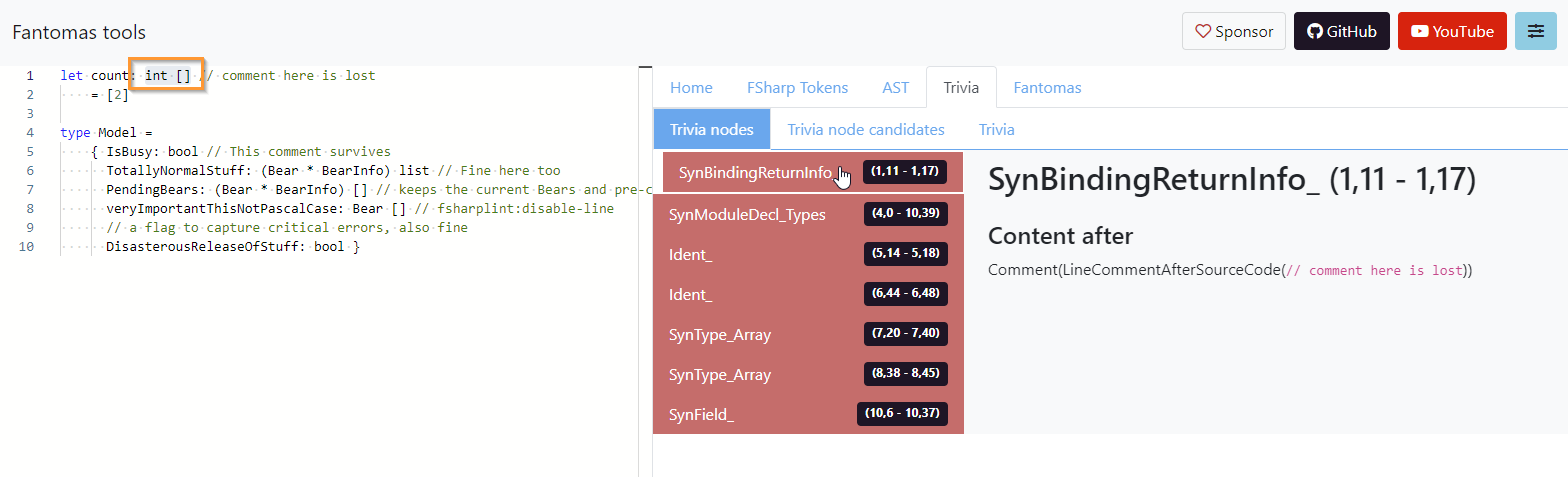 Comment after [] is lost, more common in records · Issue #2043 · fsprojects/fantomas · GitHub