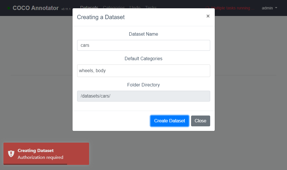 "Authorization required" for any actions · Issue #451 · jsbroks/coco-annotator · GitHub