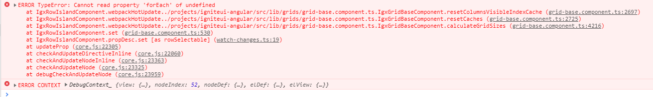 Enabling row selection or row dragging on hierarchical row islands throws an exception · Issue ...