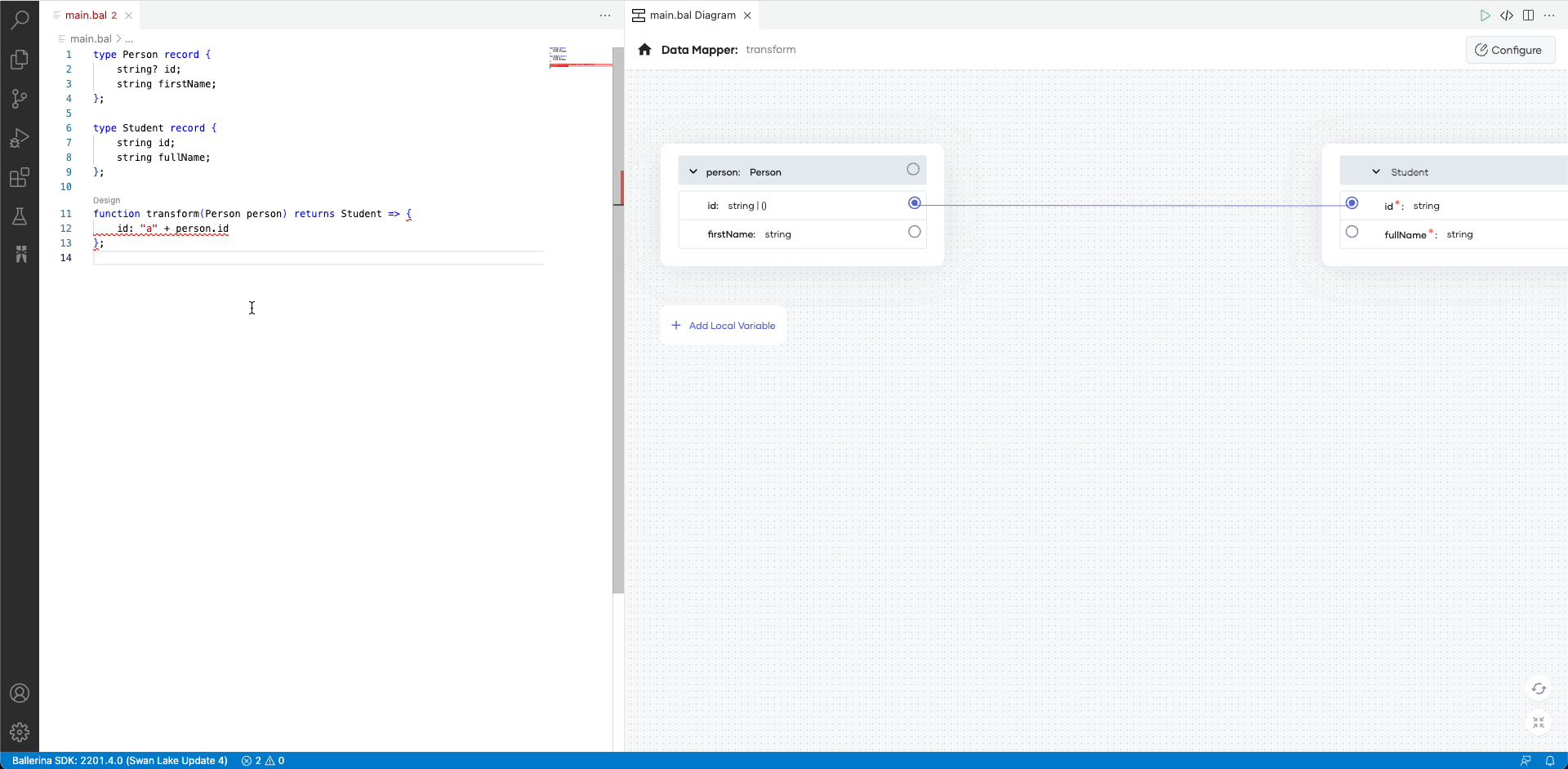 [Data Mapper] Links are not highlighted in red even the fields are having diagnostics · Issue ...