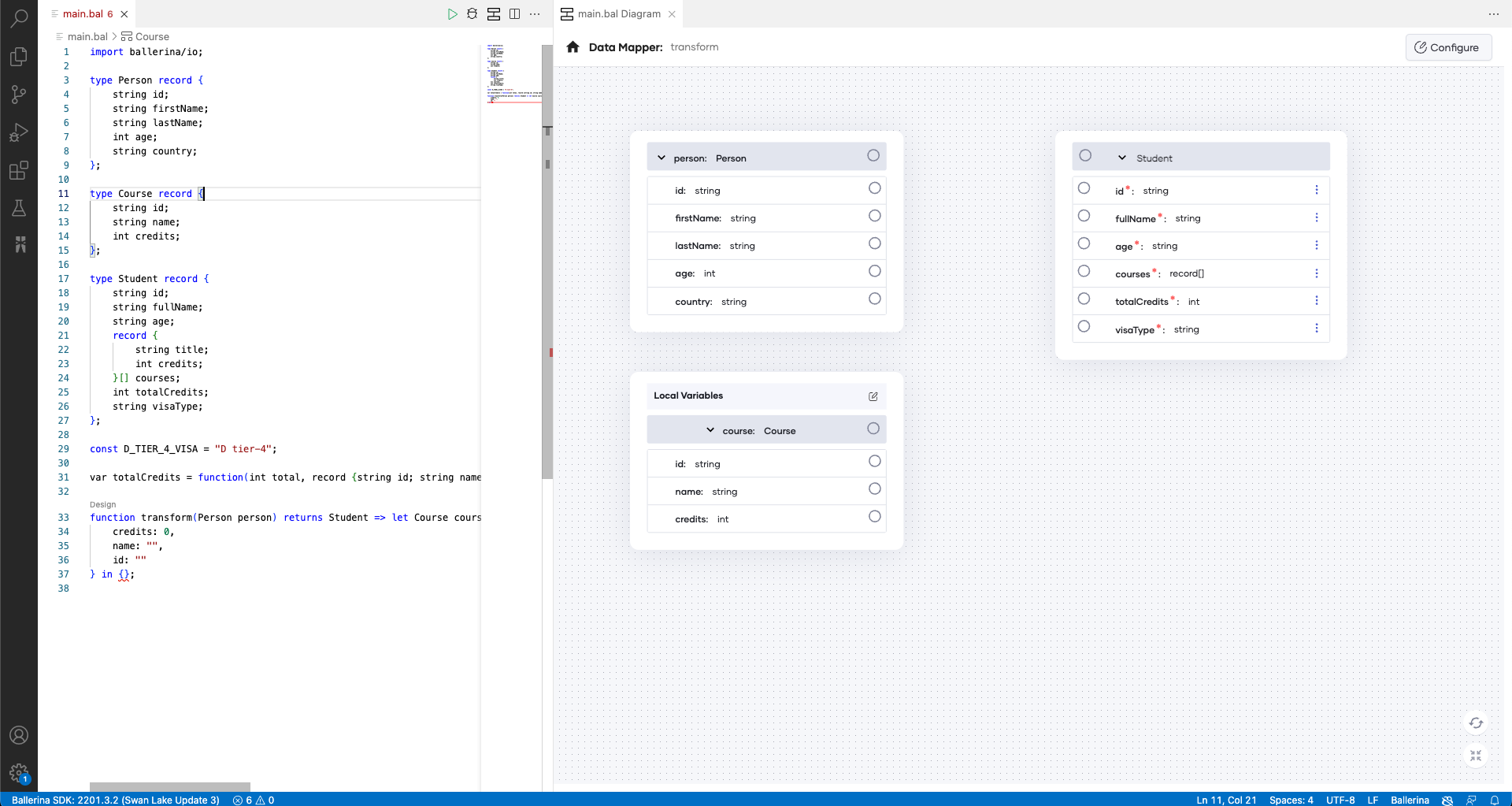 Data Mapper Indentation Issue When There Are Records As Local Variables · Issue 430 · Wso2