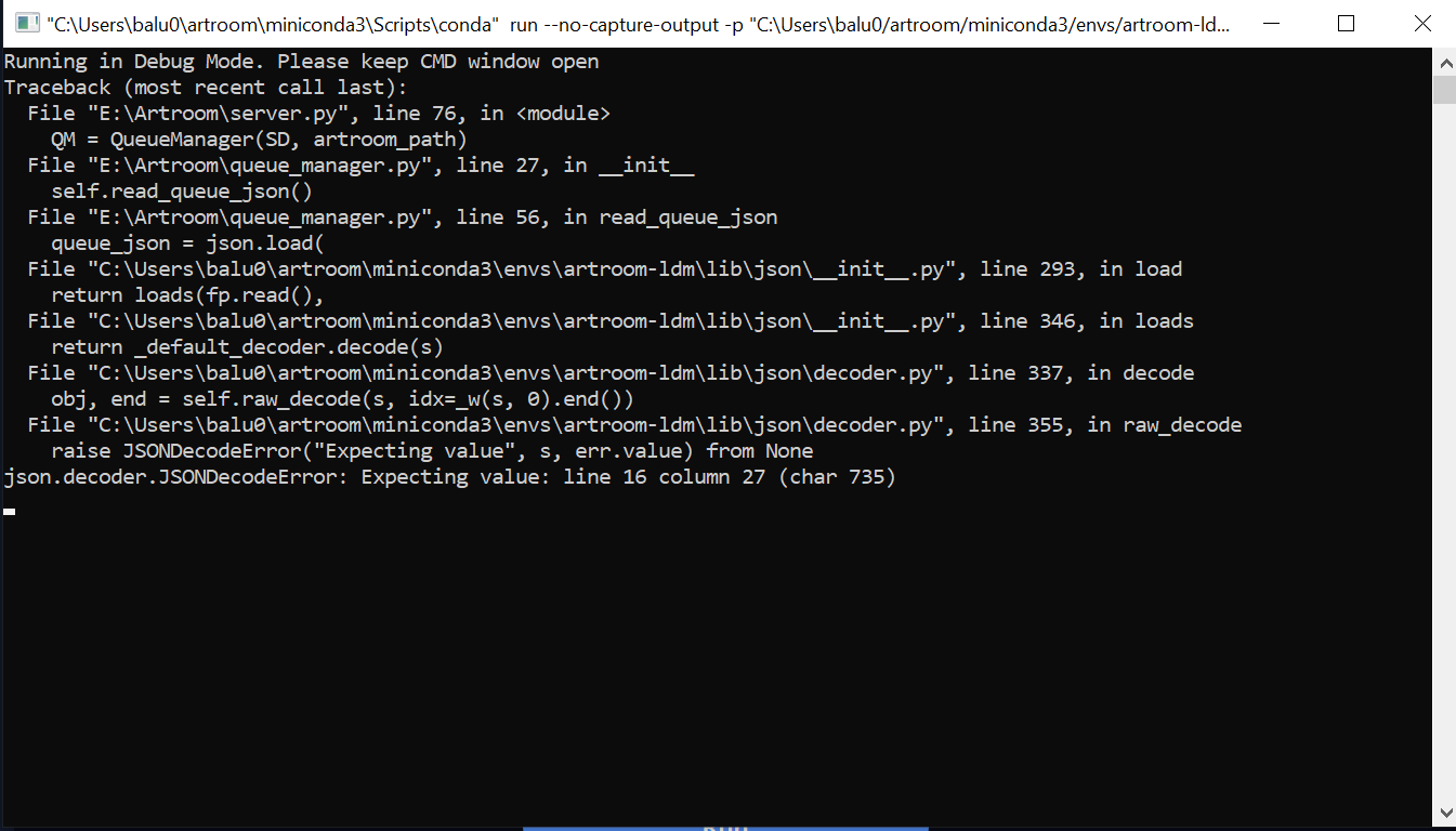 JSONDecodeError: Expecting value · Issue #25 · artmamedov/artroom-stable-diffusion · GitHub
