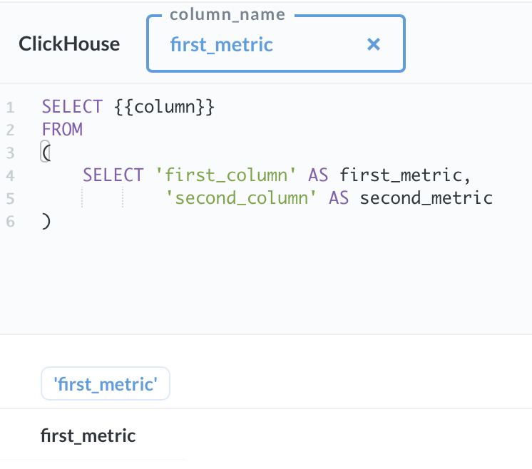 Column selection by a variable value · Issue #12143 · metabase/metabase ...