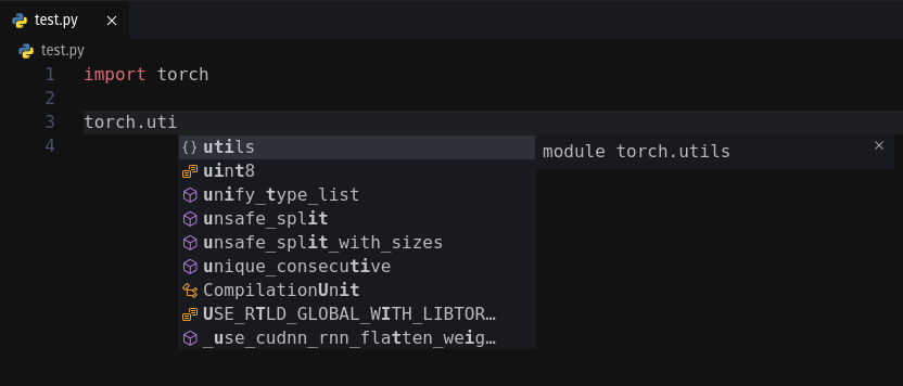 Autocomplete issues in PyTorch (torch.nn, others) · Issue #484 · microsoft/pylance-release · GitHub