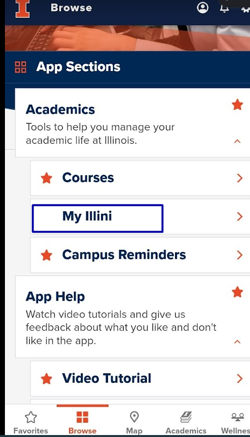 [BUG] Star icon (Favorite) is missing for My Illini · Issue #1903 · rokwire/illinois-app · GitHub
