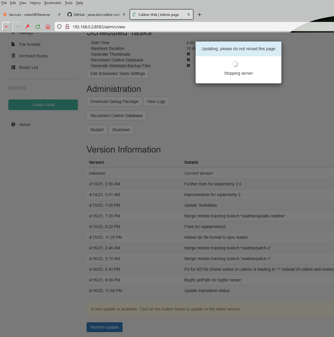 Nightly channel installation fails · Issue #2757 · janeczku/calibre-web · GitHub