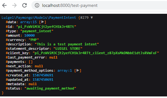 PaymentIntent create method returns null · Issue #1 · luigel/laravel-paymongo · GitHub