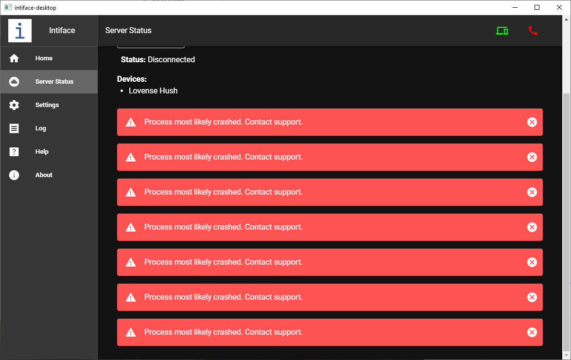 Intermittent server crashing · Issue #98 · intiface/intiface-desktop · GitHub