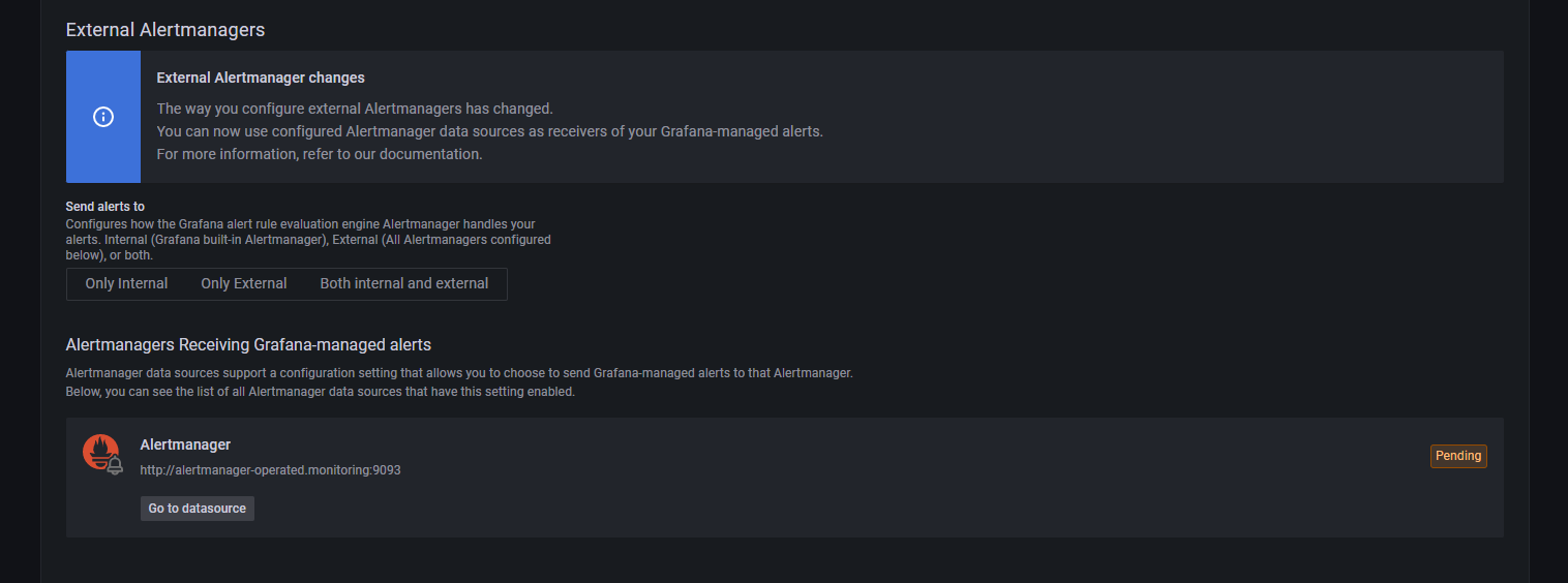Alerting: "Send alerts to" has no default, cant find configuration · Issue #64081 · grafana ...