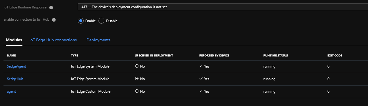 417 - The device's deployment configuration is not set · Issue #2450 · Azure/iotedge · GitHub