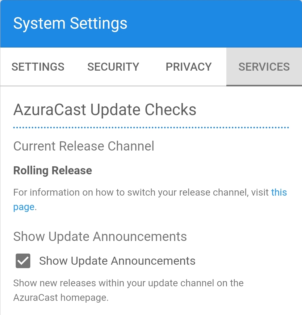 Azuracast update notifications · Issue #4494 · AzuraCast/AzuraCast · GitHub