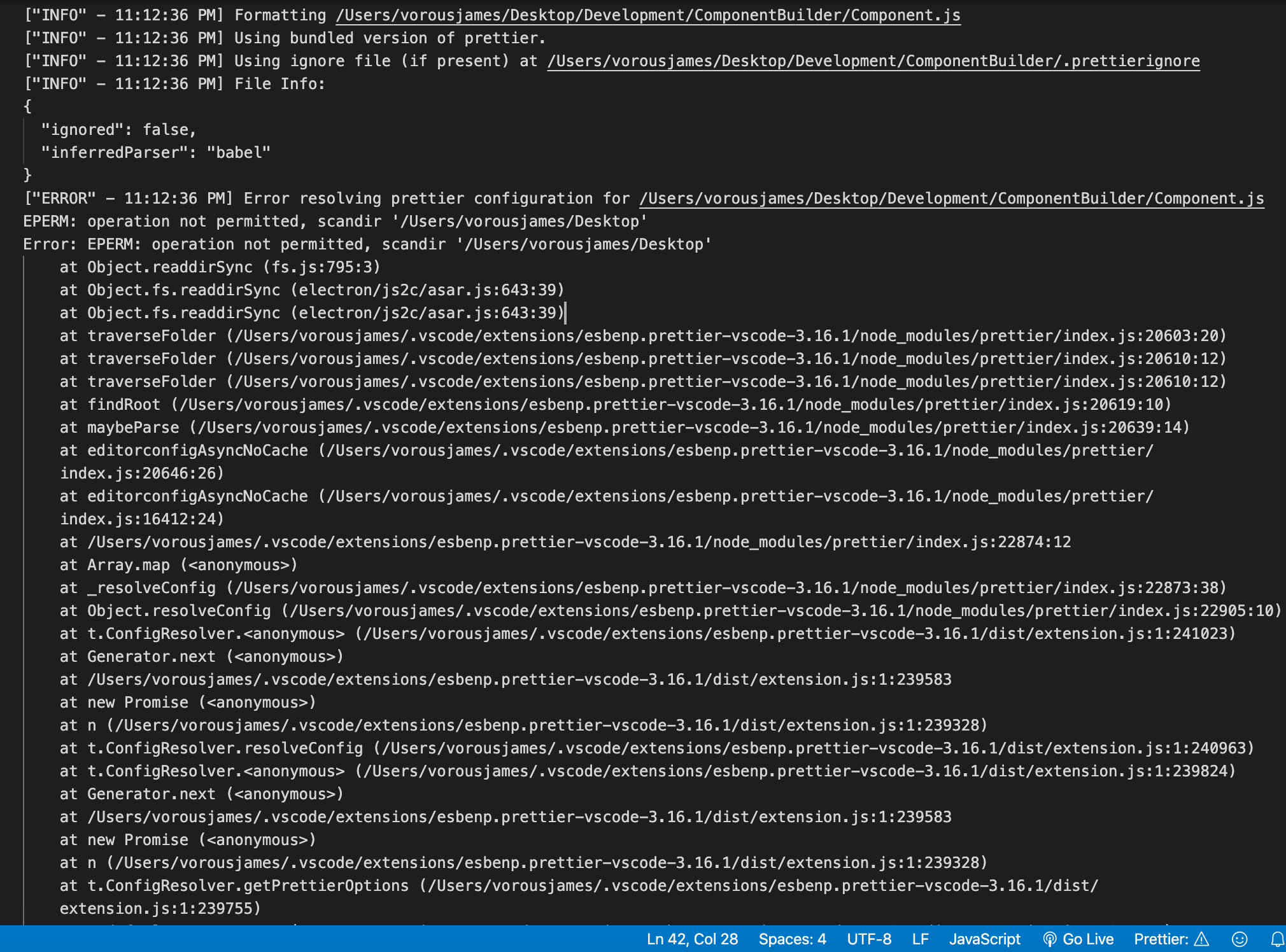 "Error" - resolving Prettier configuration · Issue #87312 · microsoft ...