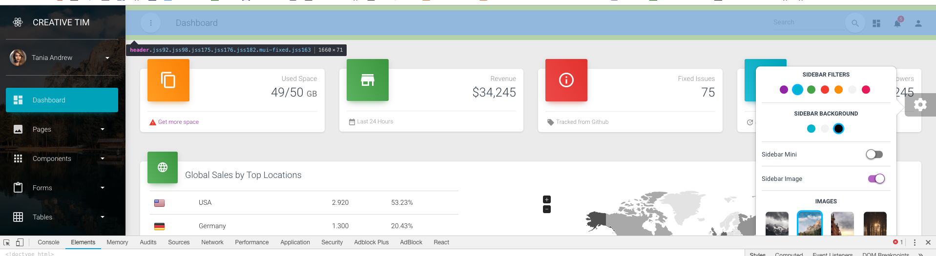 Open space above AppBar · Issue #104 · creativetimofficial/ct-material-dashboard-pro-react · GitHub