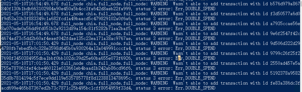 [BUG]Err.DOUBLE_SPEND · Issue #4405 · Chia-Network/chia-blockchain · GitHub