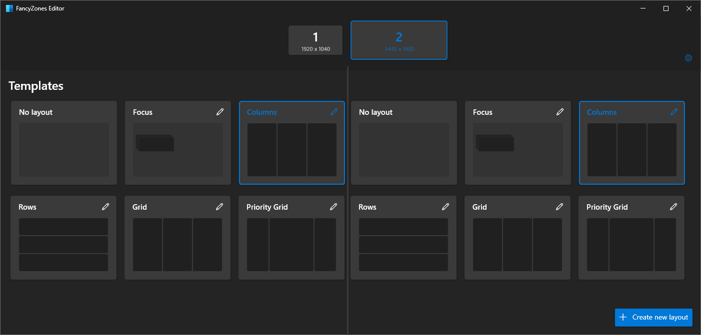 FancyZones Editor vertical split of list of layouts for multiple ...