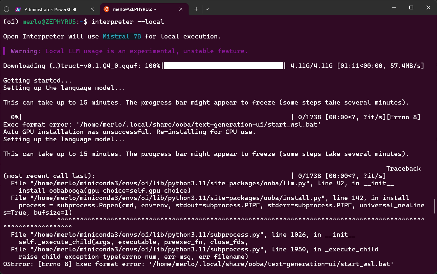 login in install_oobagooba.py for wsl doesn't work imo · Issue #2 · KillianLucas/ooba · GitHub