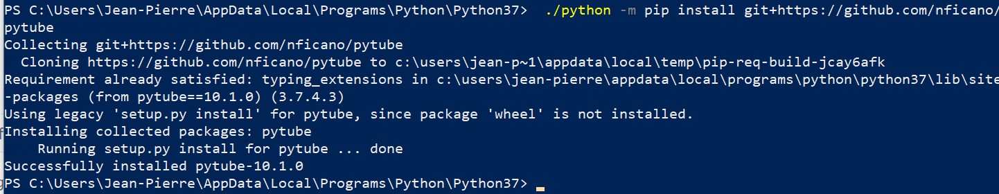 updating pytube to very last version ... · Issue #881 · pytube/pytube ...
