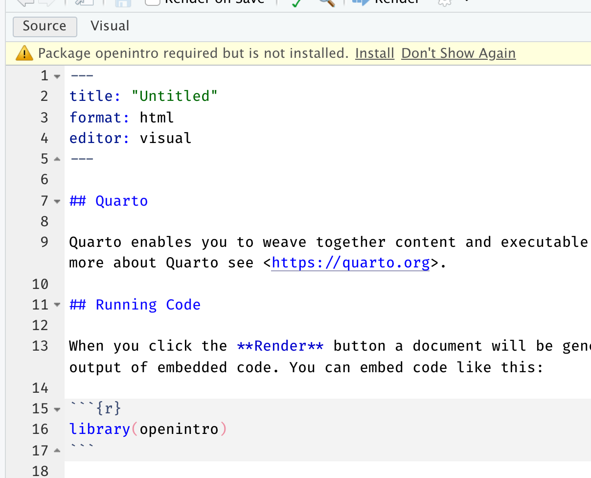 Feature request: Missing prompt for uninstalled packages in quarto ...