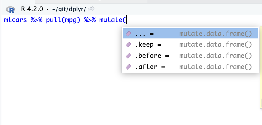 completion with pipe chains also displayed as `COLUMN` type. by ...