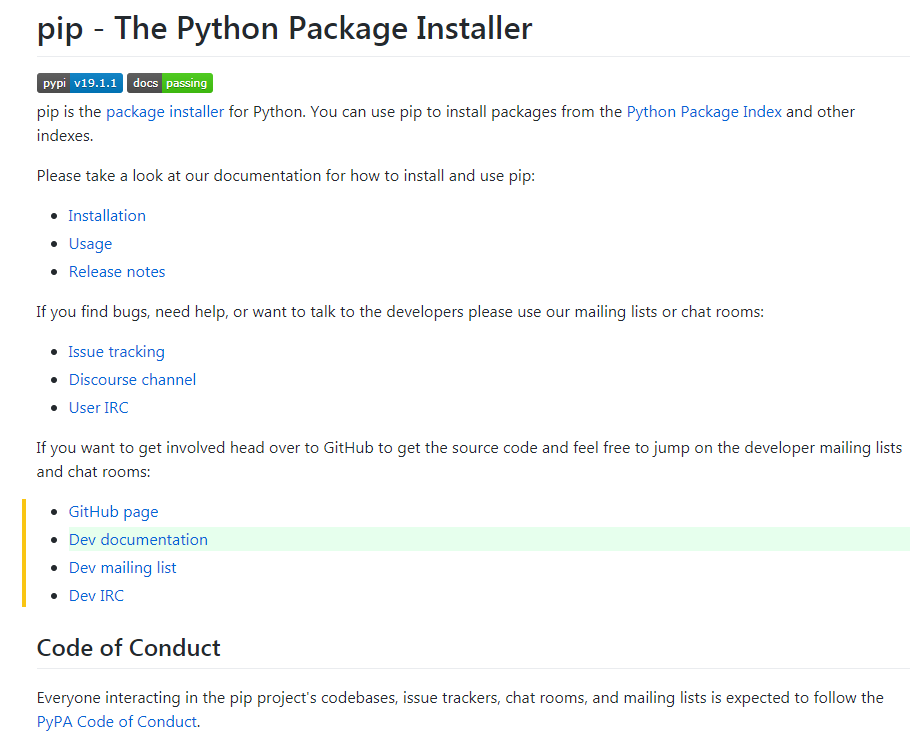 Add A Link To Pips Development Documentation From Readme · Issue 6553 · Pypapip · Github 