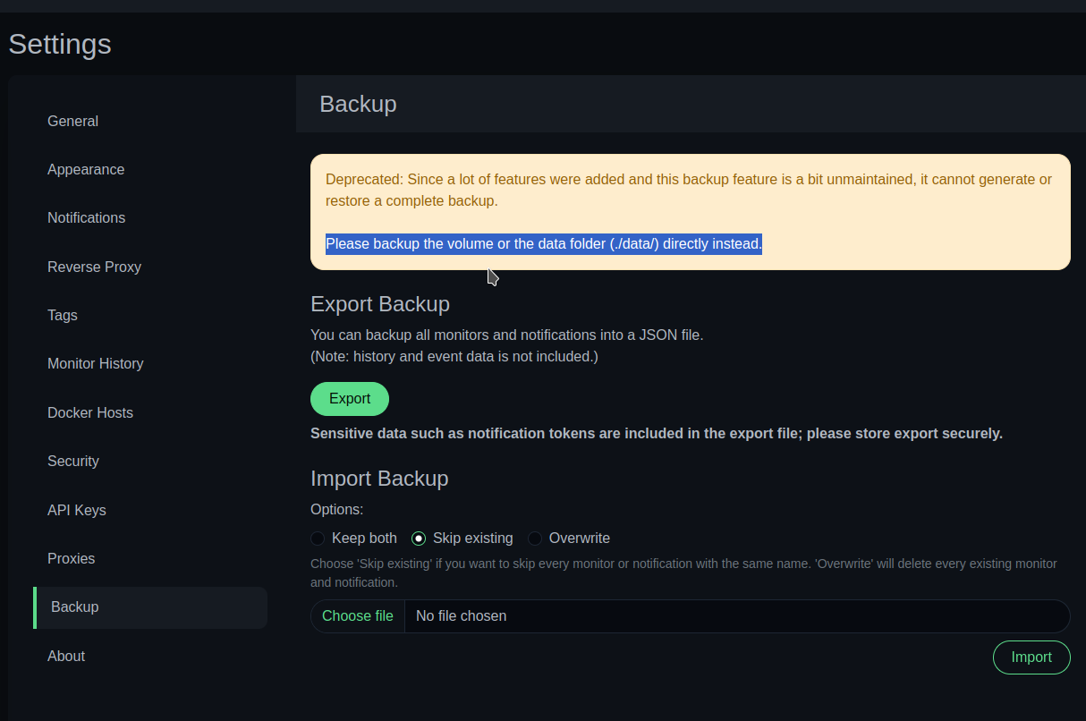 Documentation Missing To Backup And Restore A Uptime Kuma Instance Between Different Servers