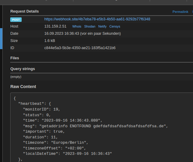Webhook Notification not working · Issue #3749 · louislam/uptime-kuma · GitHub