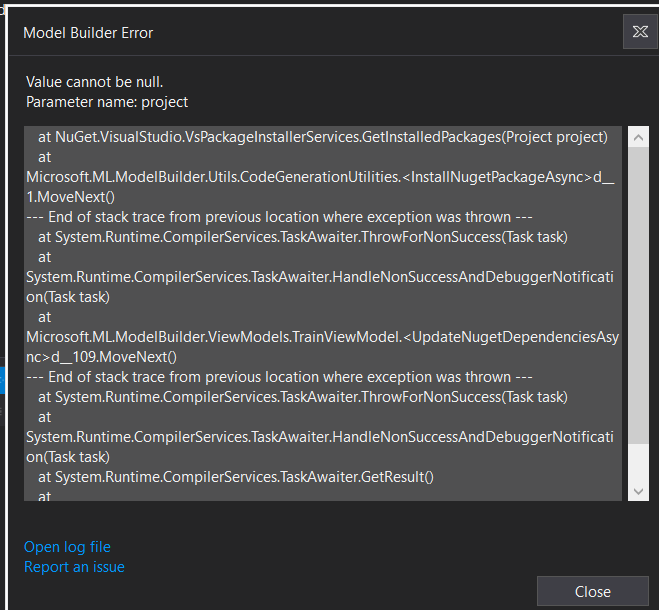 Error message upon cancellation of training: Value cannot be null · Issue #1536 · dotnet ...