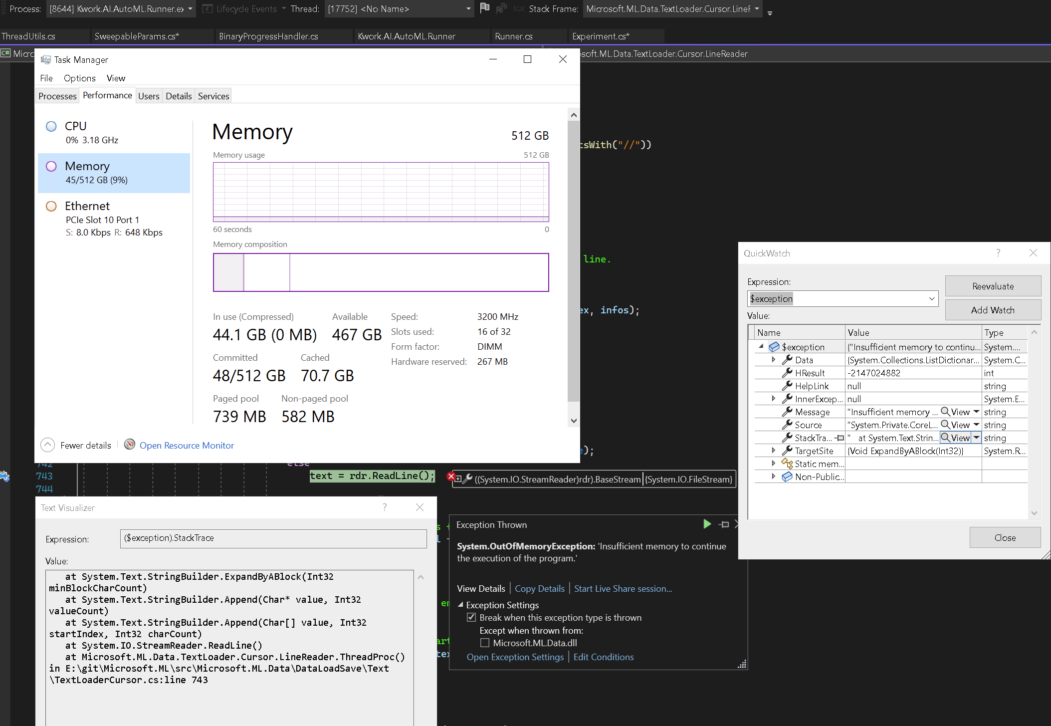 LightGBMBinary sometimes throws "Splitter/consolidator worker encountered exception while ...