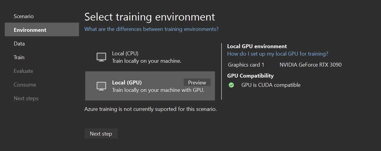 Select GPU in case of multiple options · Issue #2364 · dotnet/machinelearning-modelbuilder · GitHub