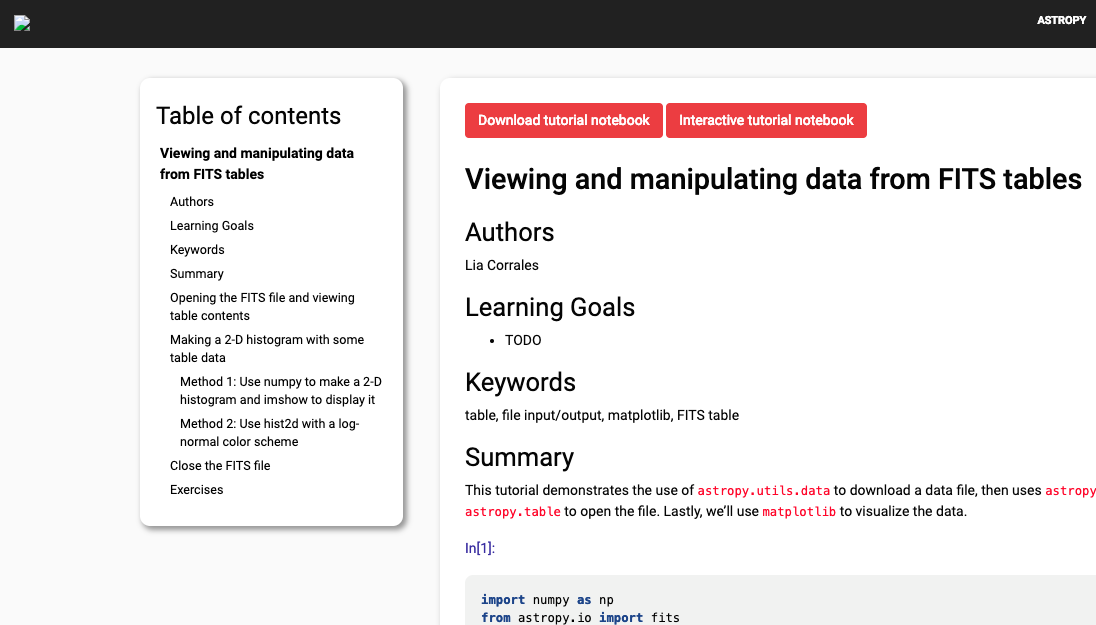 Icon On Upper Left Corner Of Astropy Tutorial Pages Appears With Broken Link To Source · Issue