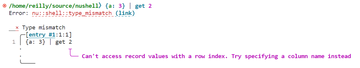 Bad Error For Using ` Get 0` On A Record · Issue 6874 · Nushellnushell · Github 8843